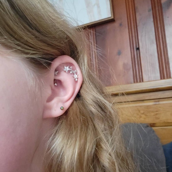 1pc Helix Star Stud Piercing, Cartilage Stud Earrings Top Internally ...