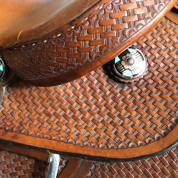 Set of 6 - Pecos Flower Saddle Concho Set Nickel, Copper, Brass and ...