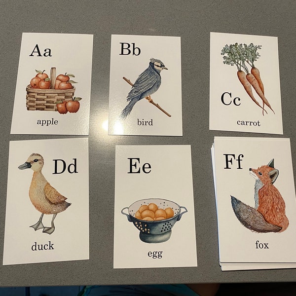 Nature Alphabet Flashcards / Watercolor Alphabet Cards / Homeschool ...