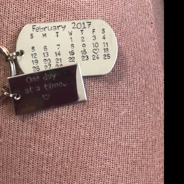 Personalized Hand Stamped Calendar Keychain With Extra Blank, I Love ...