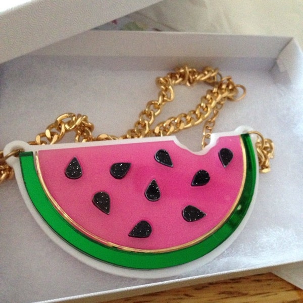 Watermelon Slice Acrylic Necklace - Etsy