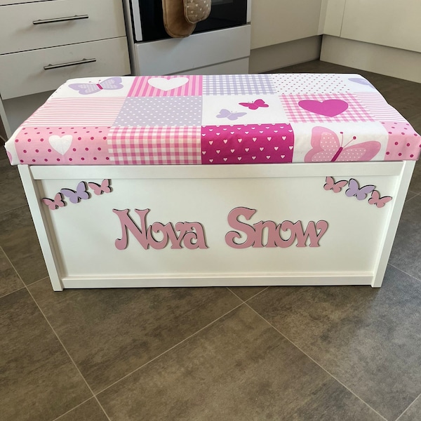 Personalised Toy Box, Cushion Top, Named Box - Etsy UK