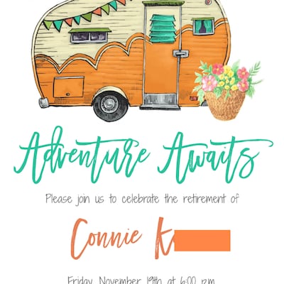Retirement Party Invitation, Camper Invitation, RV Invitation Template ...