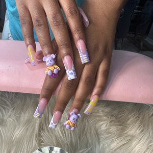 60 Pc 3D Nail Charm Bundle Nail Charm Box Set Kawaii Bear - Etsy