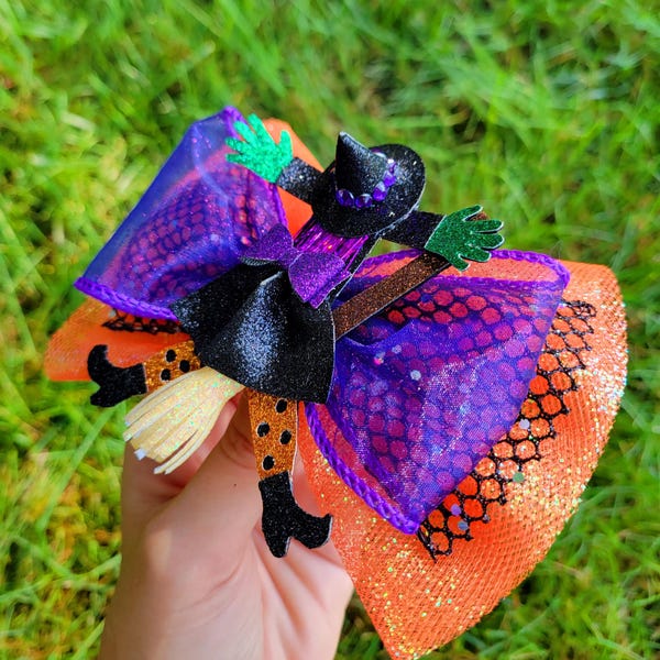Witch Hat Bow SVG, Halloween Hair Bow Template, Cricut Bow SVG, Witches ...
