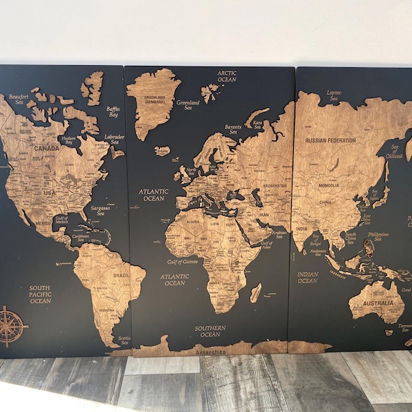 World Map Push Pin Wall Art With FREE Pins, Cork World Map Board ...