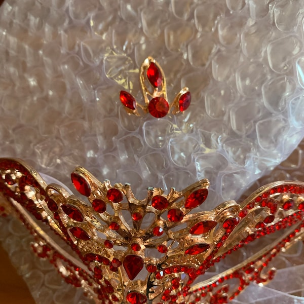 Masquerade Mask Luxury Crystal, Rhinestone Eye Red Mask, Elegant Party ...