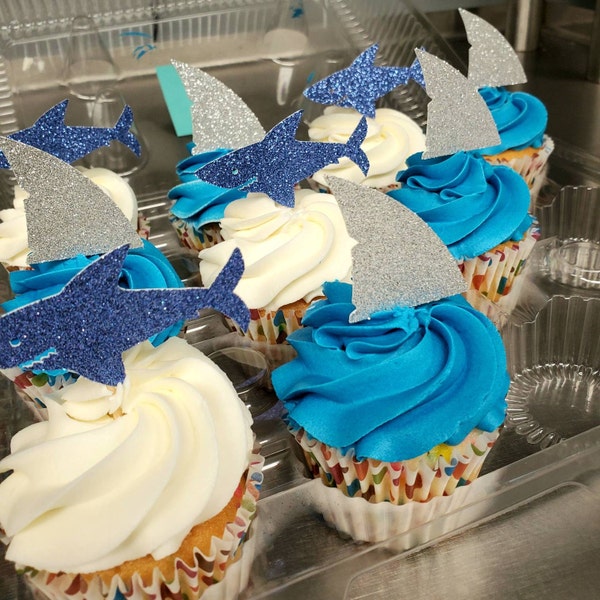 Shark Cupcake Topper | Shark Birthday Cake Topper | Shark Birthday ...