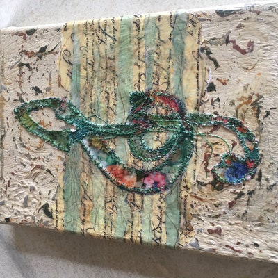 Fiddlestitch A5 Treble Clef Embroidered Notebook, Journal, Music Gift ...