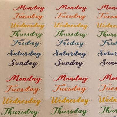 Days of the Week Script Planner Stickers - Etsy