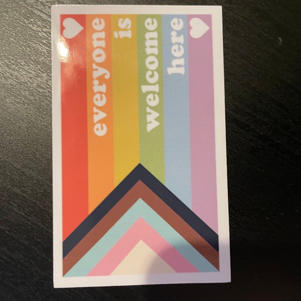 Everyone is Welcome Here Sticker | Rainbow Equality Laptop Waterbottle ...
