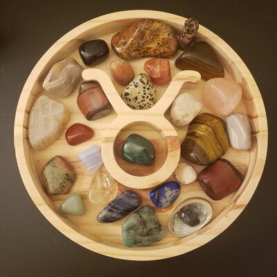 Libra Crystal Tray Wooden Crystal Tray Libra Crystal - Etsy
