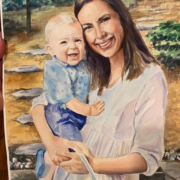 Girl Custom Portrait. Watercolor Painting From Photo 7x7 Inches - Etsy