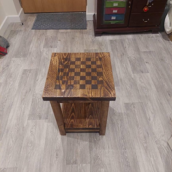 Handmade Reclaimed Wood Chess Table With Shelf - Etsy UK