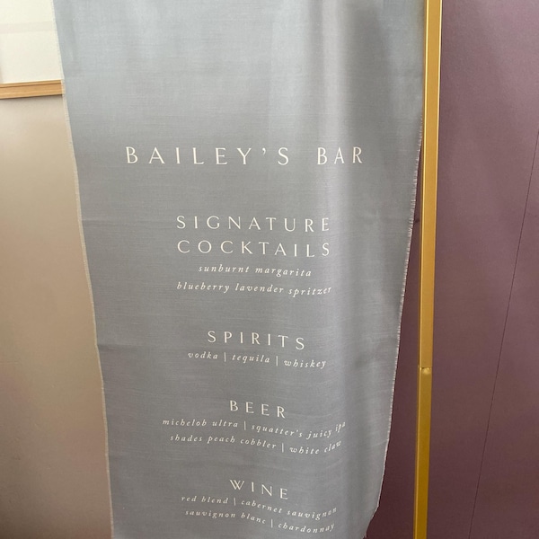Hand Lettered Fabric Wedding Signage Fabric Wedding Bar Sign ...