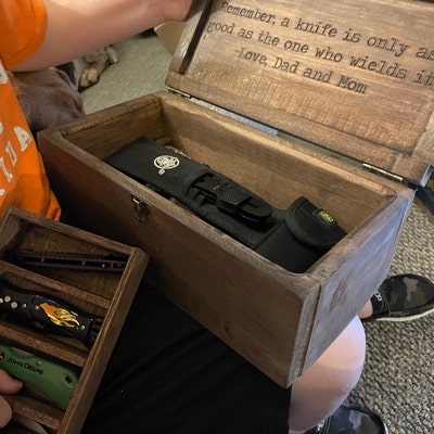 Pocket Knife Box With Removable Tray, Divided Knife Case, Gifts for Dad ...