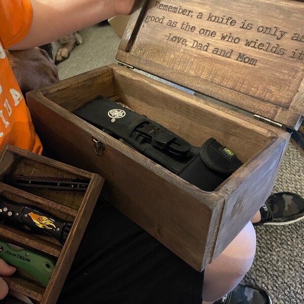 Pocket Knife Box With Removable Tray, Divided Knife Case, Gifts for Dad ...