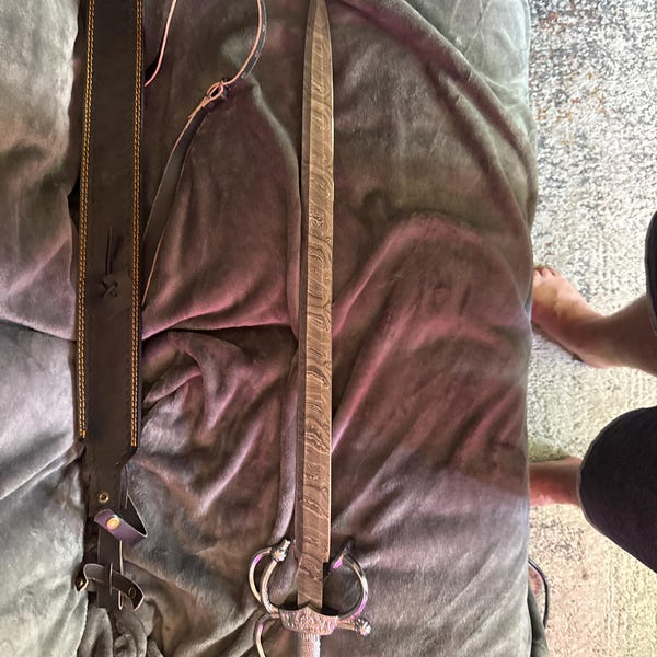 22" Custom Handmade Damascus Steel Sword With Metal Casted Guard Pommel ...