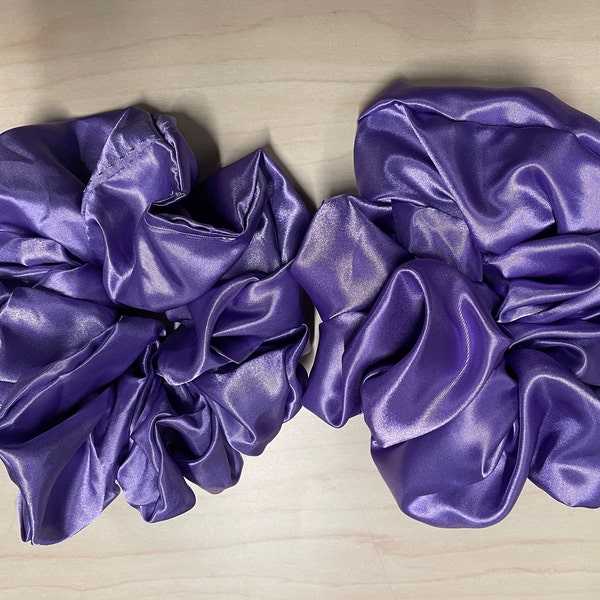 Pink Satin Scrunchies in Jumbo Sizes Available. Hand Sewn Scrunchies in ...