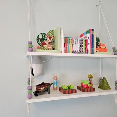 2 Tier Nursery Shelf With Clothes Rail, White Shelf With Rail, Double ...