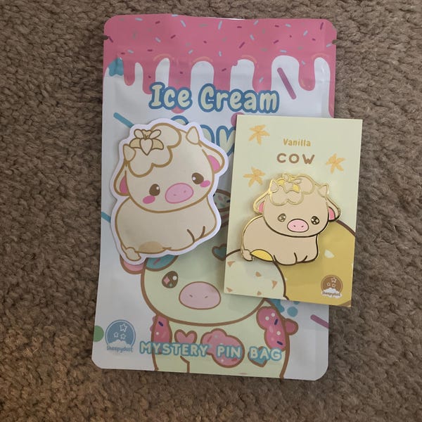 Ice Cream Cow Sticker Set, Kawaii Flavor Cow Vinyl Stickers ...