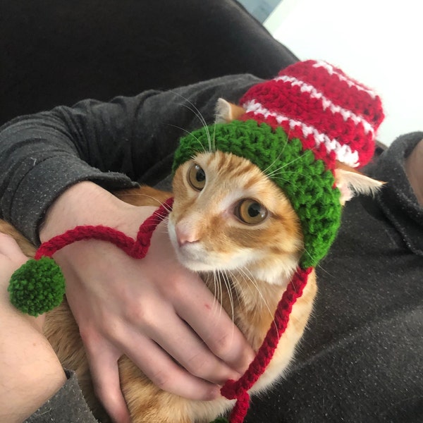 Elf Hat for Cats, Cat Elf Hat, Holiday Cat Hat, Christmas Hat for Cats ...
