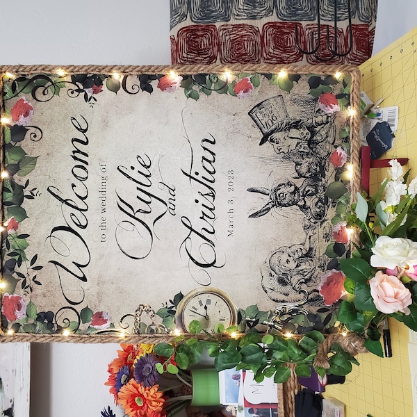 Alice in Wonderland Large Welcome Sign, Alice Quinceanera Welcome Sign ...