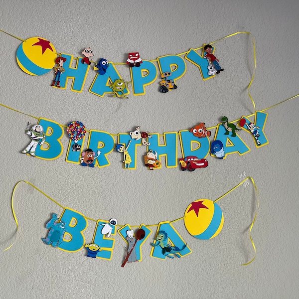 Pixar Birthday Banner/pixar Party/pixar Theme/pixar Decorations/pixar ...