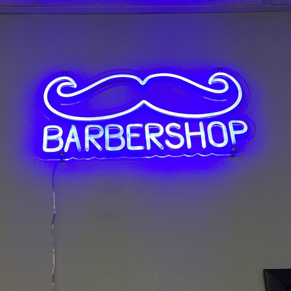 Barbershop Neon Sign, Mustache Led Neon, Barber Salon Led Light, Custom ...