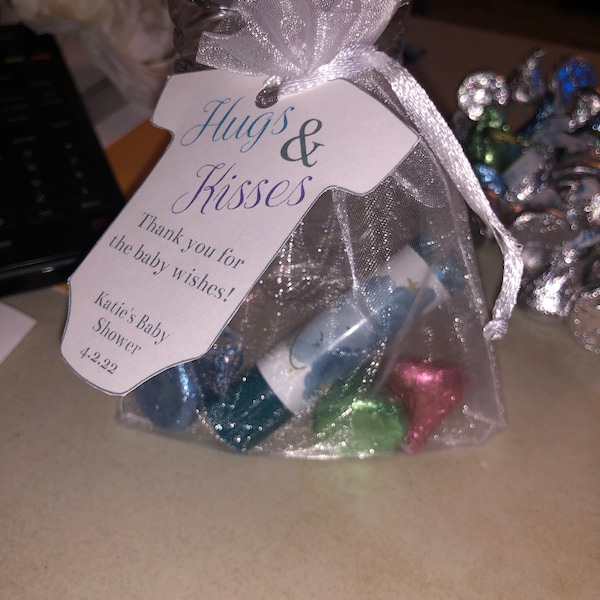 Hugs and Kisses Baby Shower Favor Tags Editable Digital Download | Baby ...