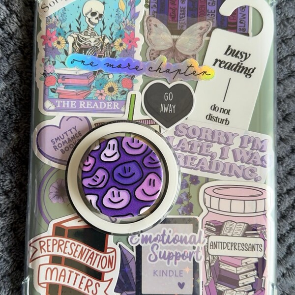 Holographic Reader Tarot Card Sticker Spooky Books Skeleton Sticker for ...