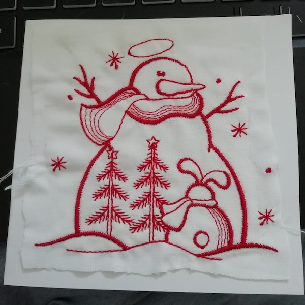 Redwork Country Snowman Machine Embroidery Designs Pack Instant ...