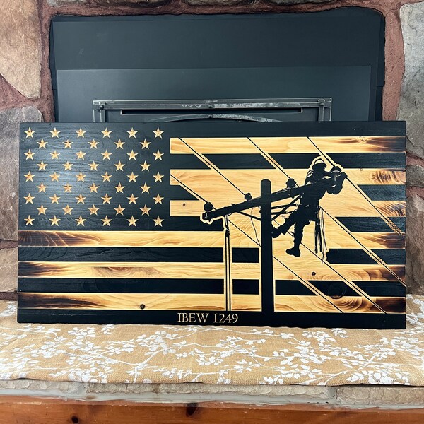 Electrical Power Lineman American Flag | Gift for Linemen - Etsy