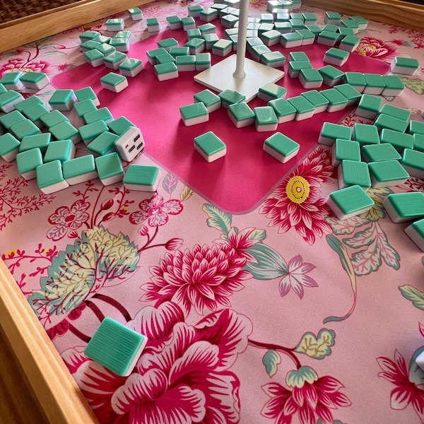 Pastel Chinoiserie Mahjong Mat, Garden Party Neoprene Mahjongg Mat ...