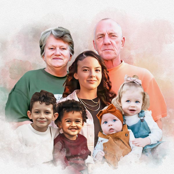 Fathers Day Gift, Pencil Drawing From Your Photos, Add Deceased Family ...