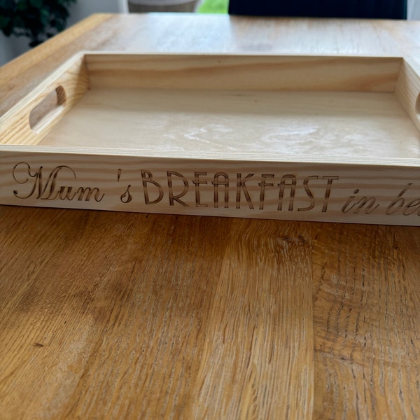 Personalised Breakfast Tray / Wooden Tray / Engraved Tray / Valentines ...