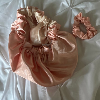 Pink & Ivory Reversible Adult Silk Satin Bonnet Double-layered ...