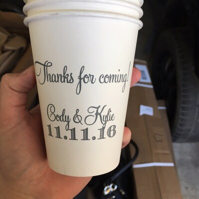 Personalized Paper Coffee Cups, Engagement Party Cups, Customizable ...