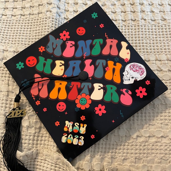 Mental Health Matters Graduation Cap Topper, Customized Psychology Cap ...