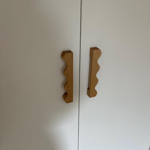 Wavy Wood Curvy Pulls for Cabinet Door Screws. Figured Squiggly Ethnic ...