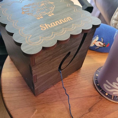 UNIQUE YARN BOX bowl Hand Crafted Needle Sizer, Ruler, Smooth Hook to ...