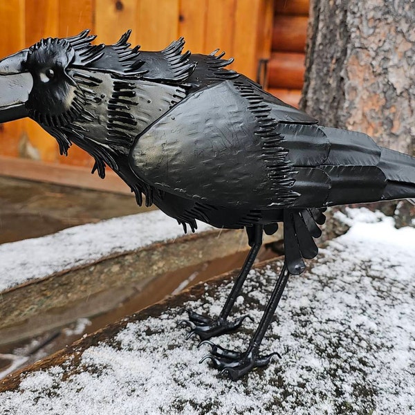 Wrought Iron Crow, Crow Sculpture. - Etsy