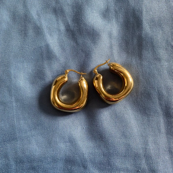 Large Gold Square Earring Gold Square Studs Earring 90s Style Textured ...