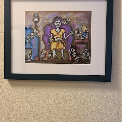 CAT LADY Skeleton With Cats Art Print by Lisa Luree Bonediva - Etsy