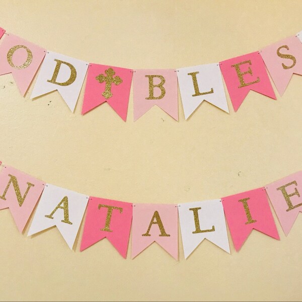 Pink Ombre God Bless Banner, Baptism Banner, Christening Banner, First ...