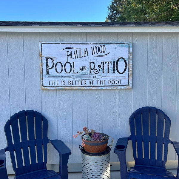 Personalized Pool & Patio Sign, Pool Sign, Swimming Pool Decor, Outdoor ...