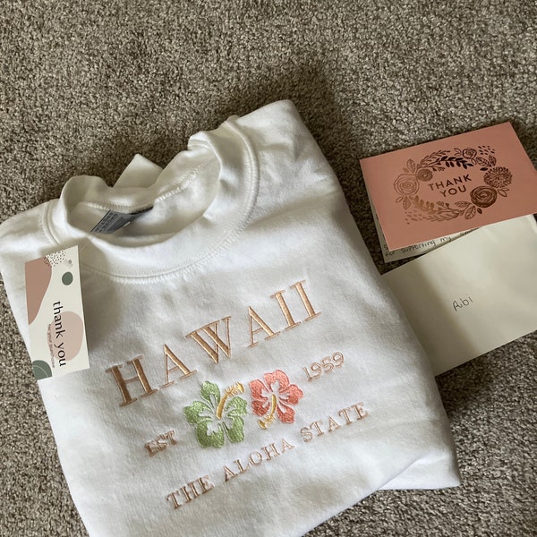 Hawaii Embroidered Crewneck; Aloha State Sweatshirt; Hawaii; Aloha ...
