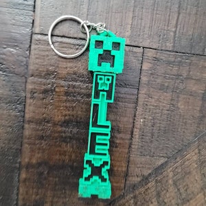 Minecraft Creeper Personalized Custom Name Tag Keychain - Etsy