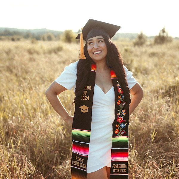 Floral Embroidered Mexican Graduation Stole: Class of 2026 Sarape - Etsy
