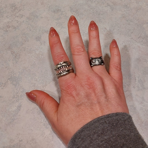 Cheshire Cat Smile, Two Part Ring, Sterling Silver - Etsy